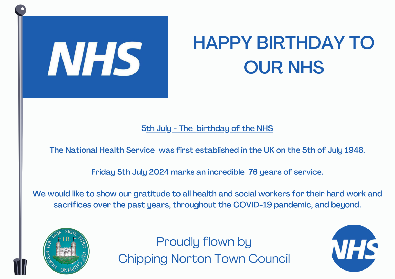 Flag Flying: The NHS Birthday (05 July 24) - Chipping Norton Town Council