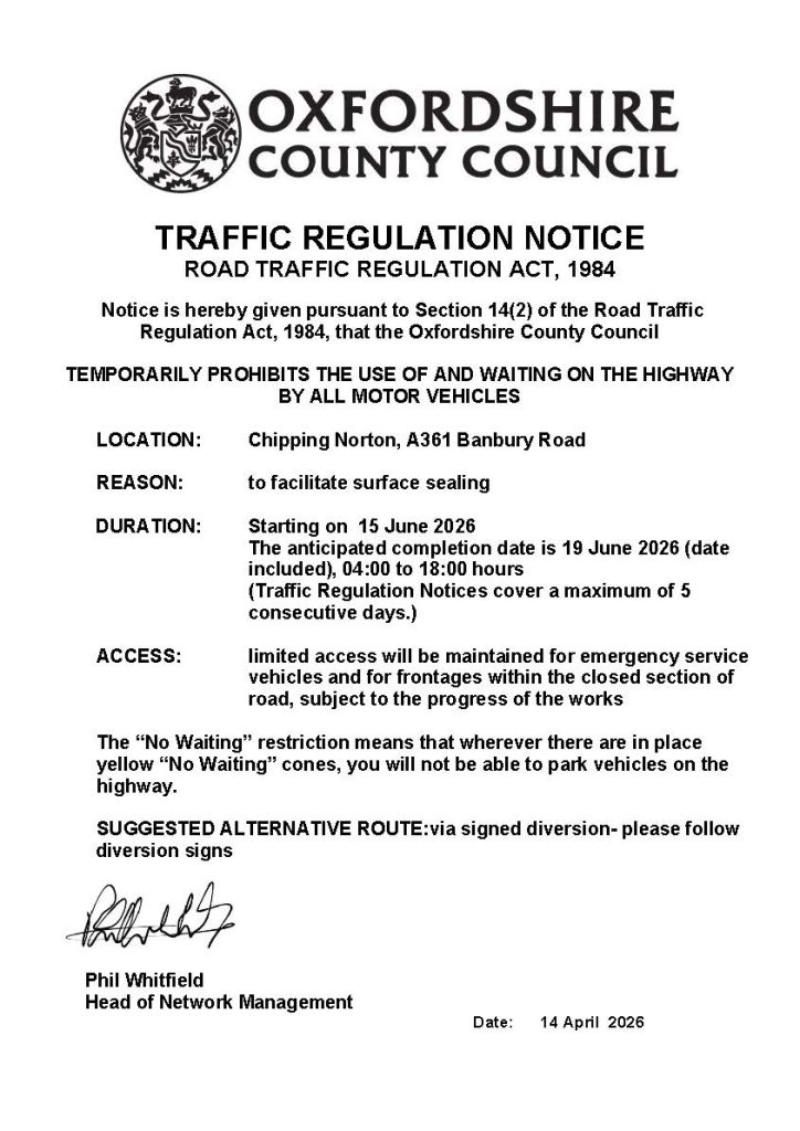 Temporary Traffic Regulation Order – S14 Road Traffic Regulation Act ...