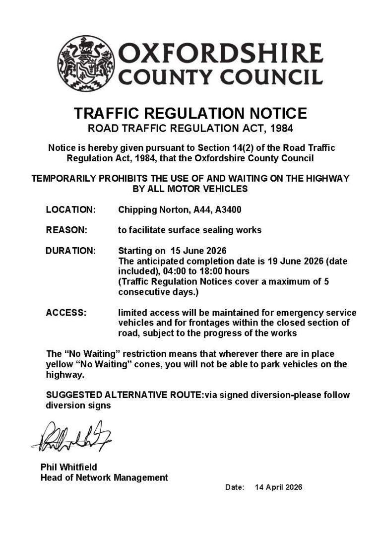 Temporary Traffic Regulation Order – S14 Road Traffic Regulation Act ...
